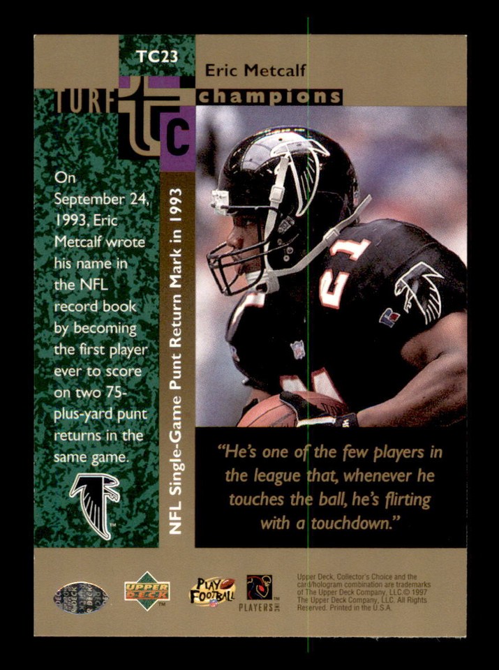 1997 Football Upper Deck Eric Metcalf Atlanta Falcons #TC23 1 | eBay