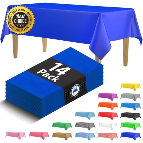 Multi-Purpose 54x108 Blue Plastic Table Covers - 14 Pack for Events ...