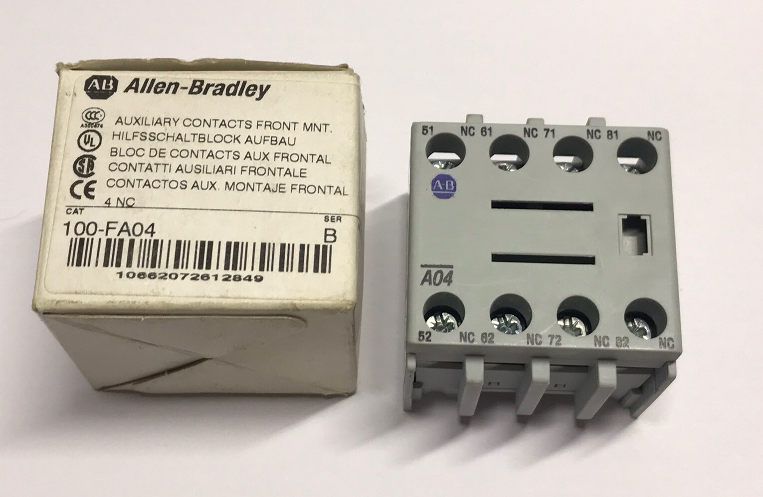 Allen Bradley Rockwell 100-FA04 Auxiliary Contact Block Front Mount 4NC ...