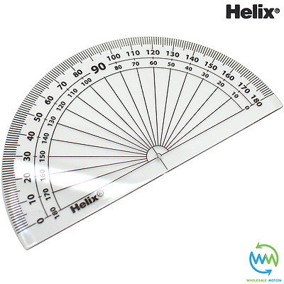 HELIX 180 Degree Protractor CLEAR School Exam Protractors ANGLE MEASURE ...