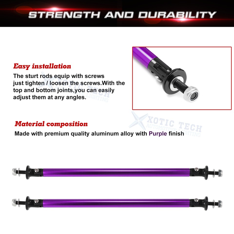 Purple Alloy 7.87'' Front Bumper Lip Splitter Strut Rod Tie Support Bar ...
