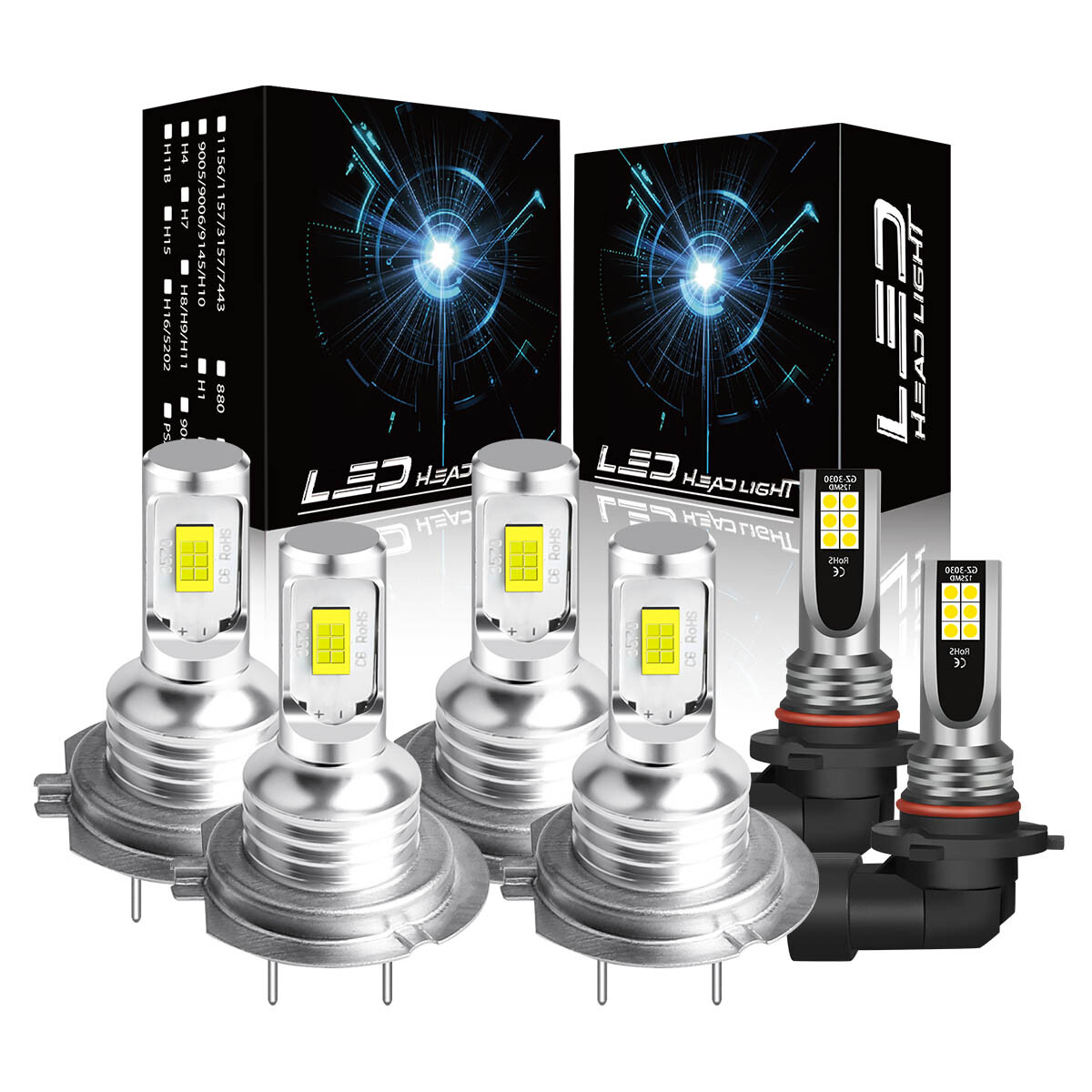 6000K Combo LED Headlight High Low+Fog Light Bulbs For Benz C240 C320 ...