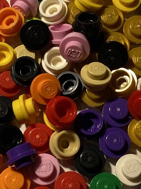 100% Authentic Lego Round 1X1 Dot Stud Blocks Lot 100 Pieces Parts ...