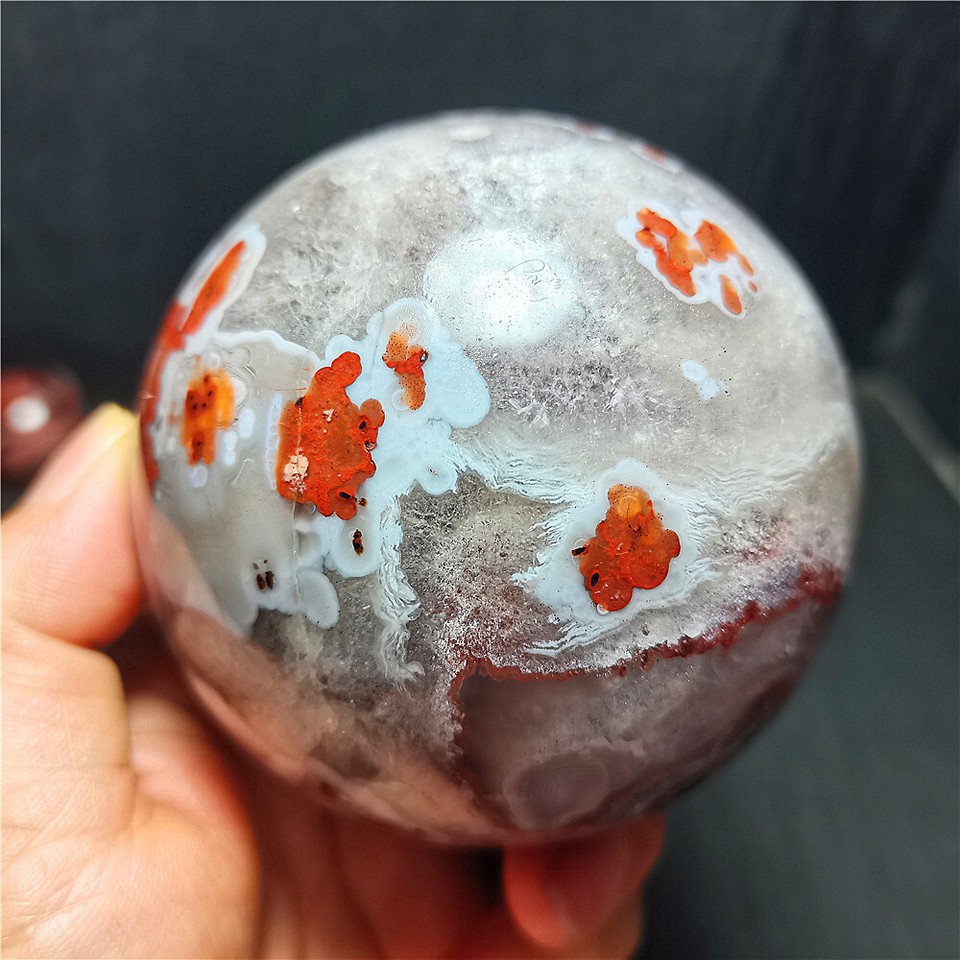 RARE 821.9g Natural Colorful Red Agate Quartz Crystal Sphere Ball ...