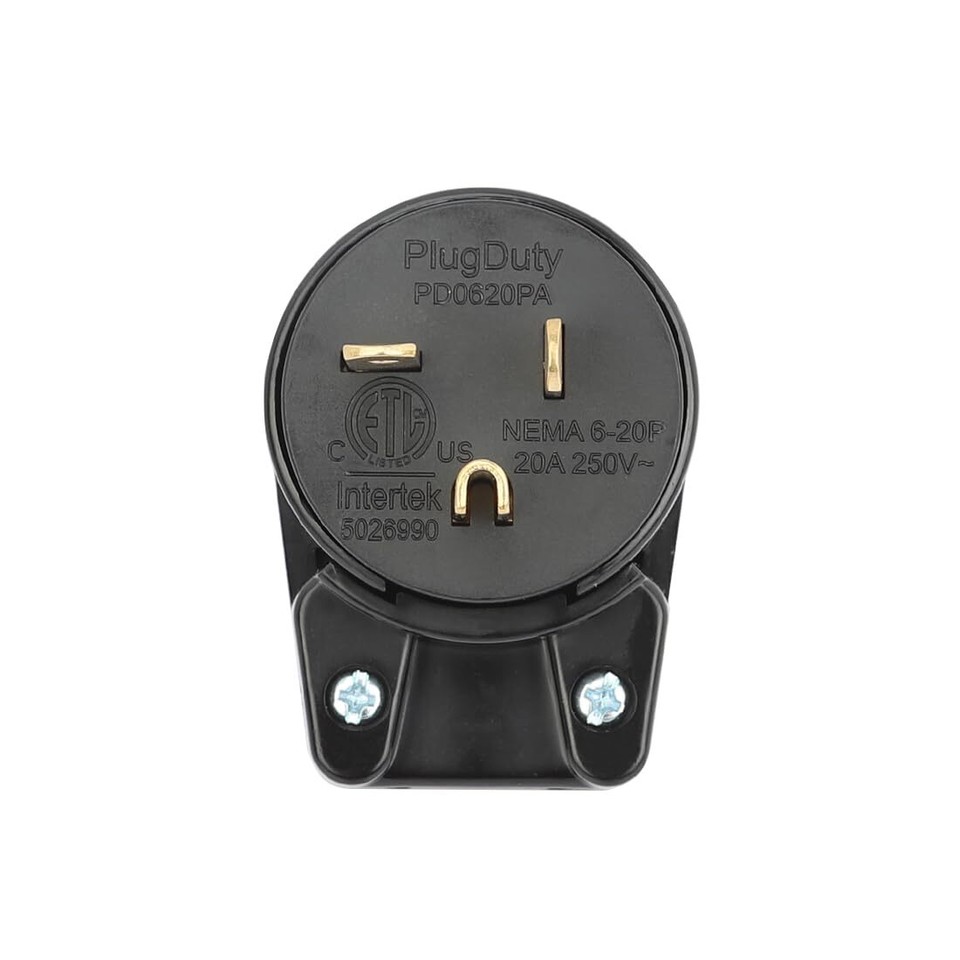 3-Prong Male AC Plug Right Angle ETL Nema 6-20P 3 Pole DIY Rewirable ...