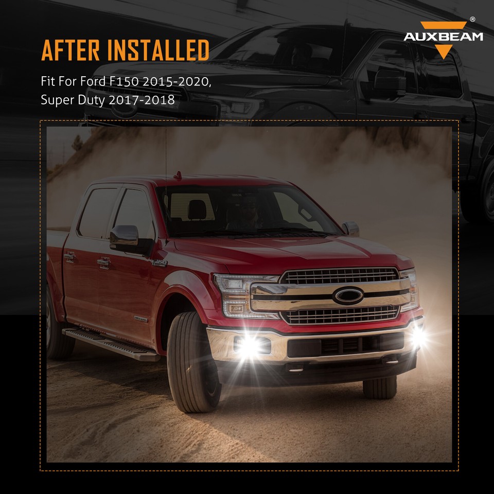 2PCS AUXBEAM DOT LED Fog Light w/ White DRL+Turn Light For Ford F150 ...