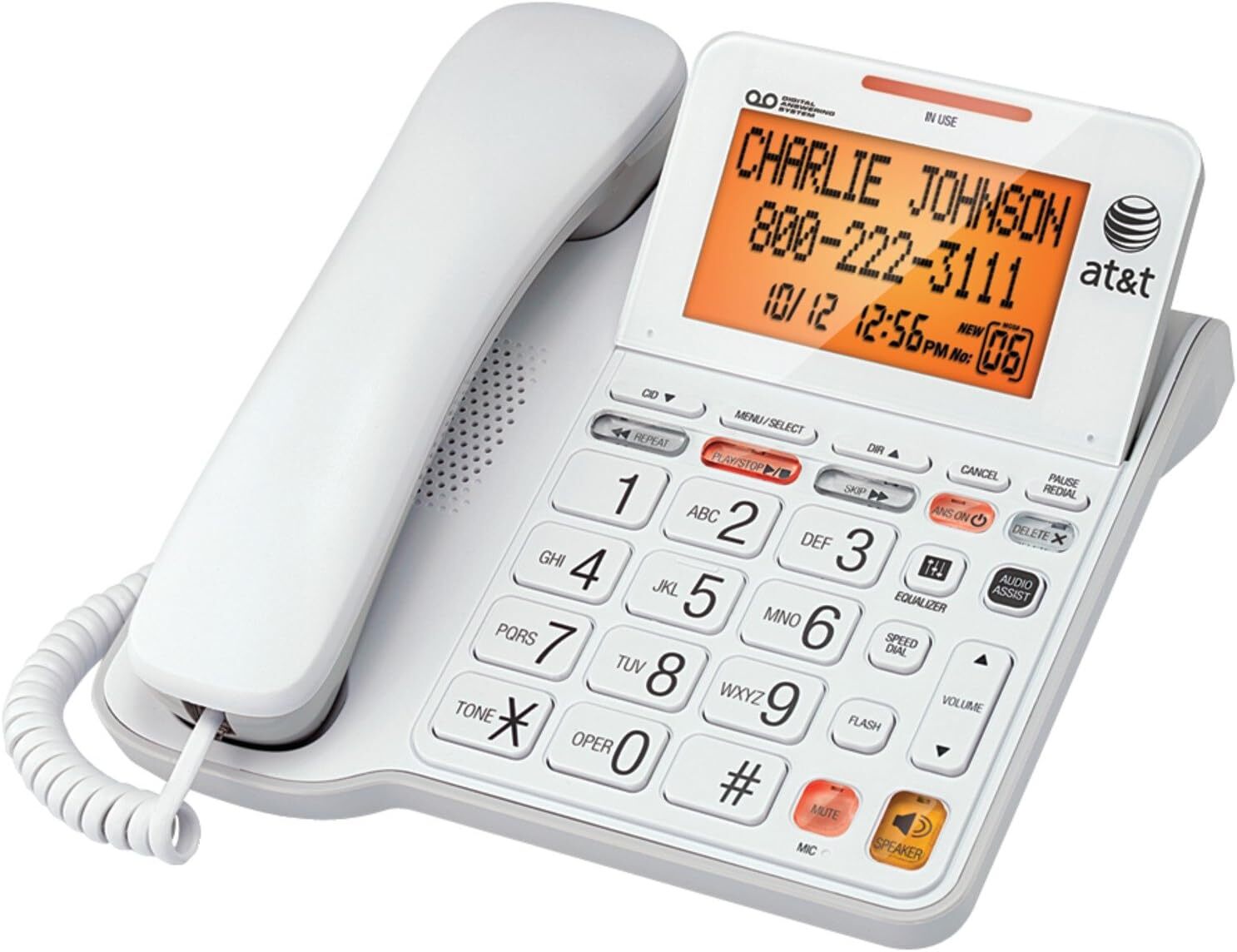 AT&T CL4940 Corded Standard Phone with Answering System and Backlit ...