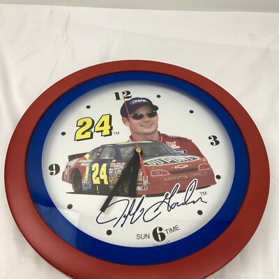 Jeff Gordon #24 Sun Time Wall Clock 11 1/2 Inches Signed Mixed Arabic ...