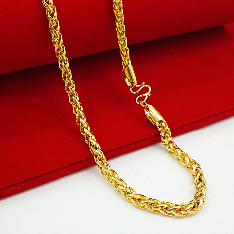 Men 24K Yellow Gold Plated 6mm 24" Fashion Hollow Thai Chains Necklace ...