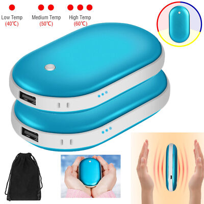 2 Pack Rechargeable Hand Warmers USB Power Bank Electric Pocket Heater ...