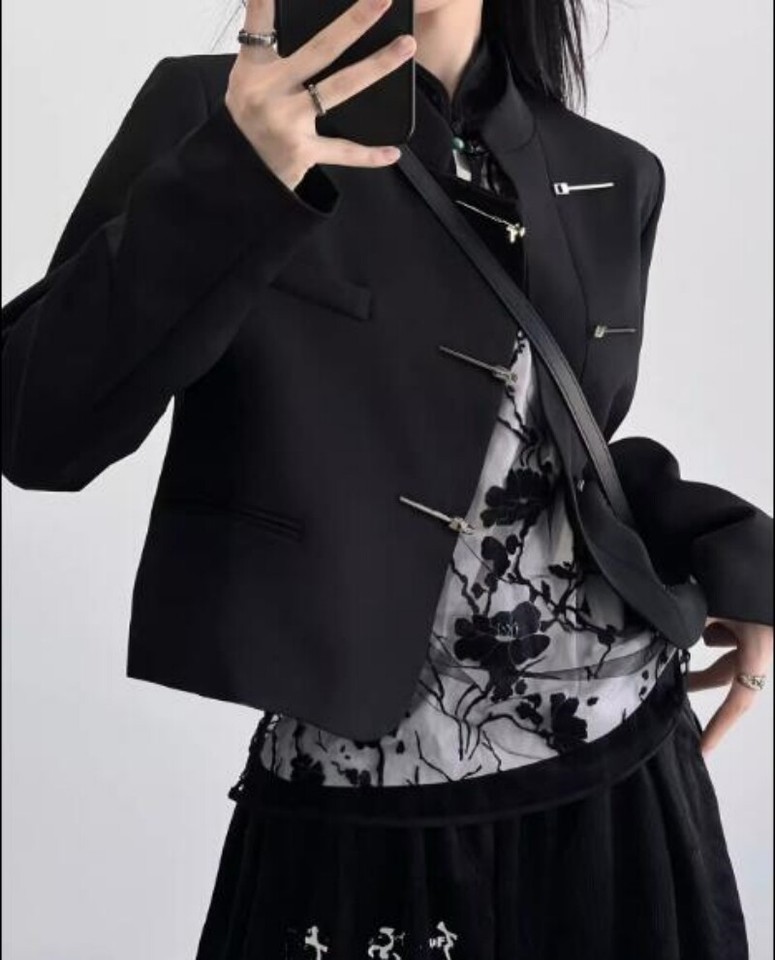 Women Harajuku style button coat Long sleeve jacket suit Japanese | eBay