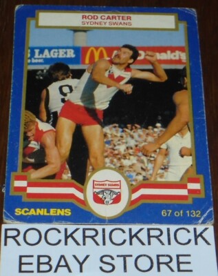 AFL / VFL CARD 1986 SYDNEY SWANS (ROD CARTER 67/132) SCANLENS (27) | eBay