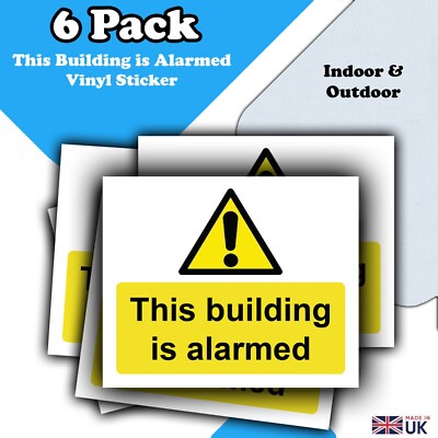 6-Pack - This Building is Alarmed Vinyl Sticker Signs - Alarm Security ...