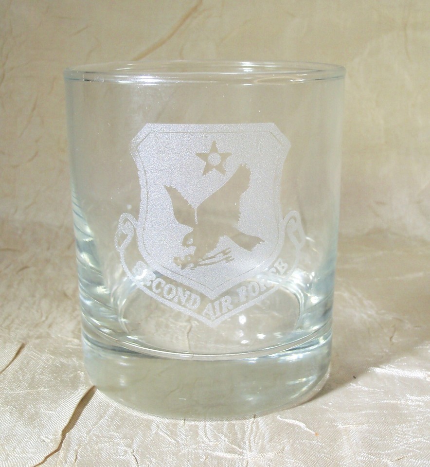 Second Air Force Etched Rock Glass U.S. Air Force USAF Keesler AFB ...