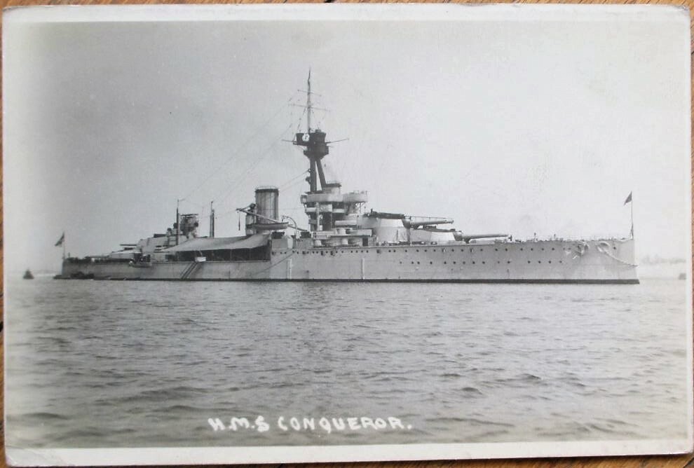 HMS Conqueror Dreadnought Battleship 1915 Military Ship Realphoto ...