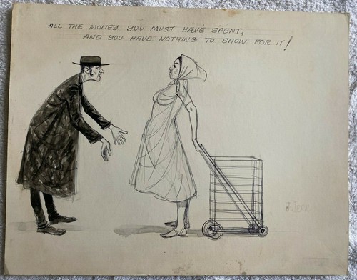 J. Herr original illustration comic art Jewish humor marriage signed ...