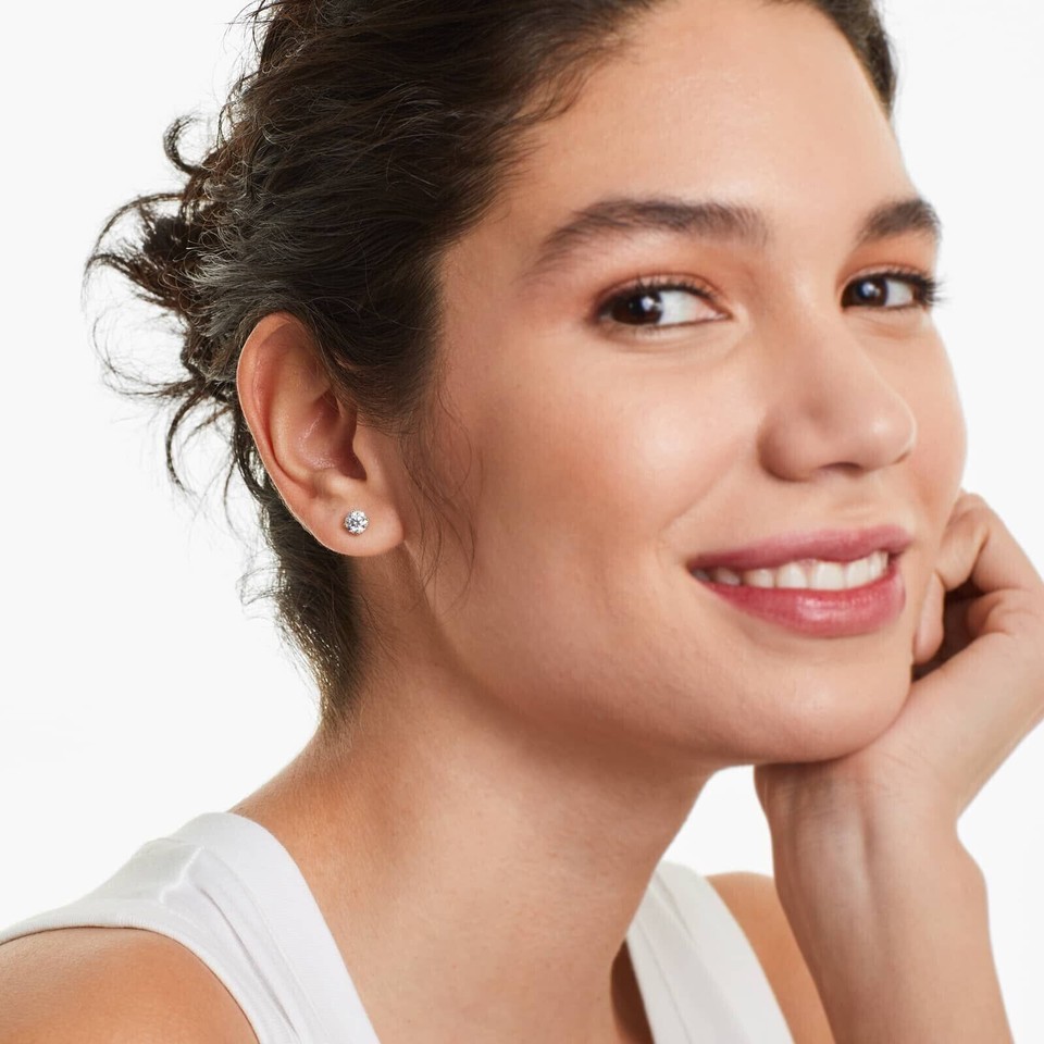 $9900 1.28 Carat Round Natural Diamond Stud Earrings in 14K White Gold ...