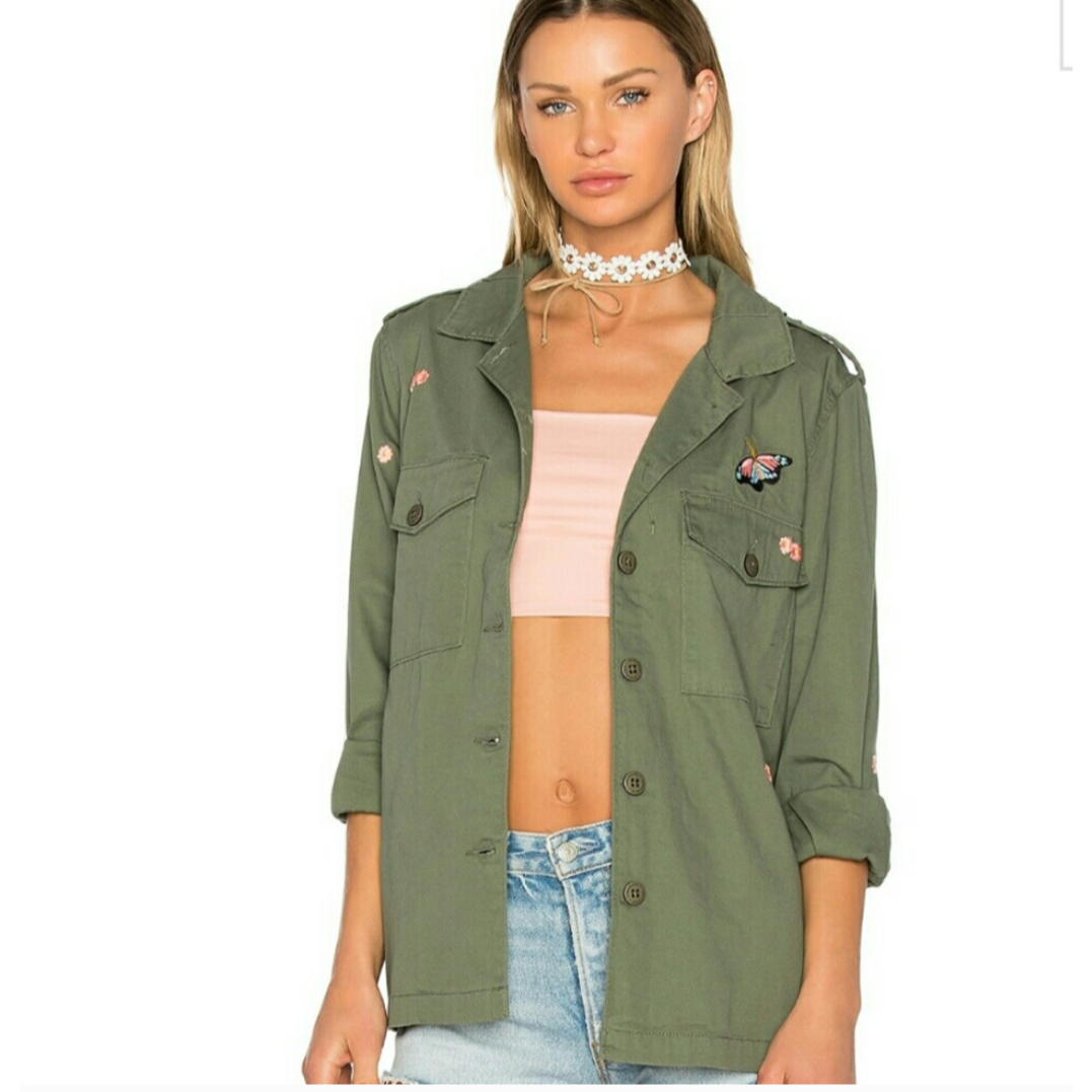 Sanctuary Green Embroidered Floral Butterfly Jacket | eBay