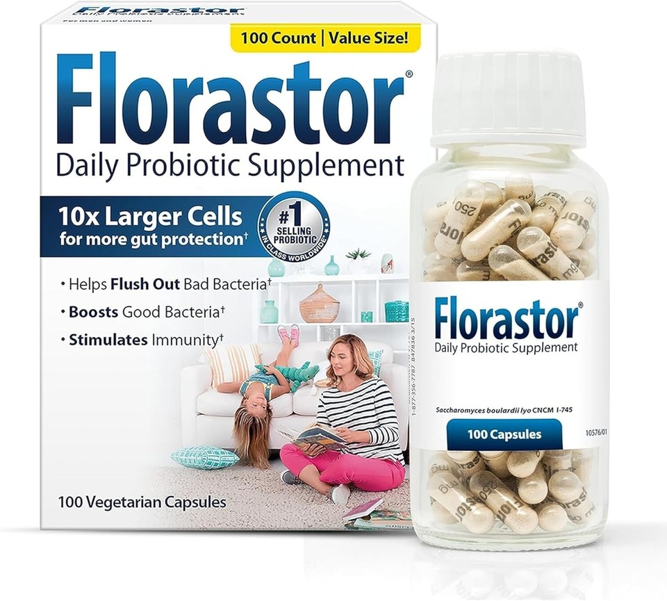 Florastor Daily Probiotic - 250mg Saccharomyces Boulardii, 100 Capsules ...