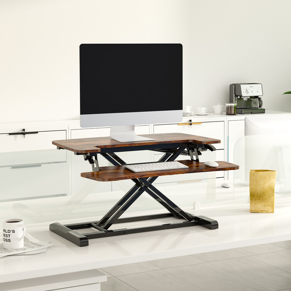 FlexiSpot 35" Standing Desk Riser Keyboard Tray Stand Up Desk Converter ...