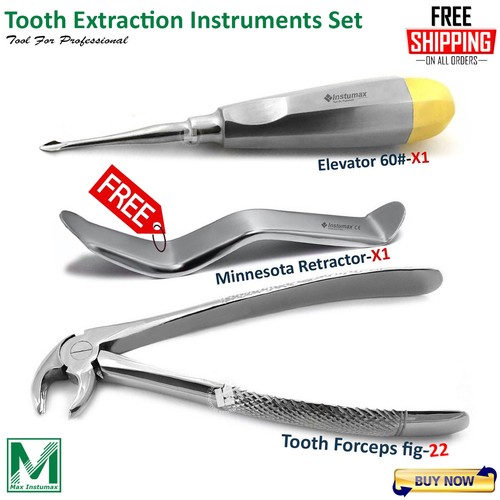 Dental Extraction Tools Set Root Elevators, Fig.22 Forceps for Molars ...