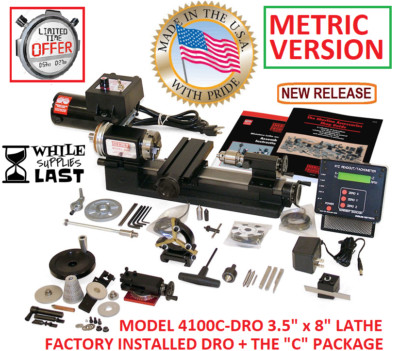 SHERLINE 4100C-DRO 3.5" X 8" LATHE METRIC Factory installed DRO ...