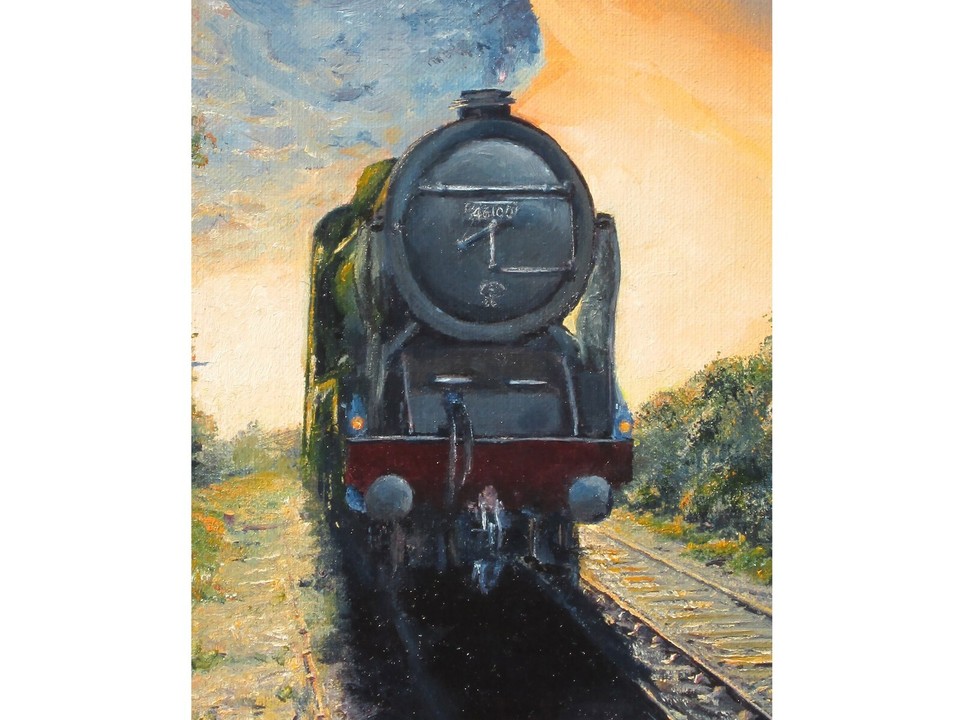 STEAM ENGINE Oil Painting-Original Railway Art-LMS Royal Scot Steam ...