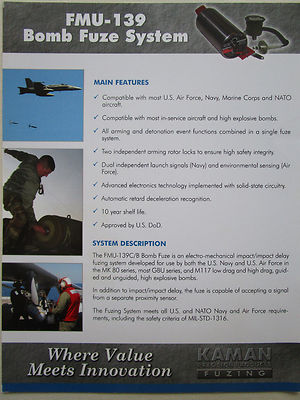 2000'S DOCUMENT KAMAN PRECISION PRODUCTS FUZING FMU-139 BOMB FUZE ...