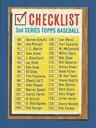 1962 TOPPS # 98 2ND SERIES CHECKLIST 89-176 EXMT+ FREE SHIPPING | eBay