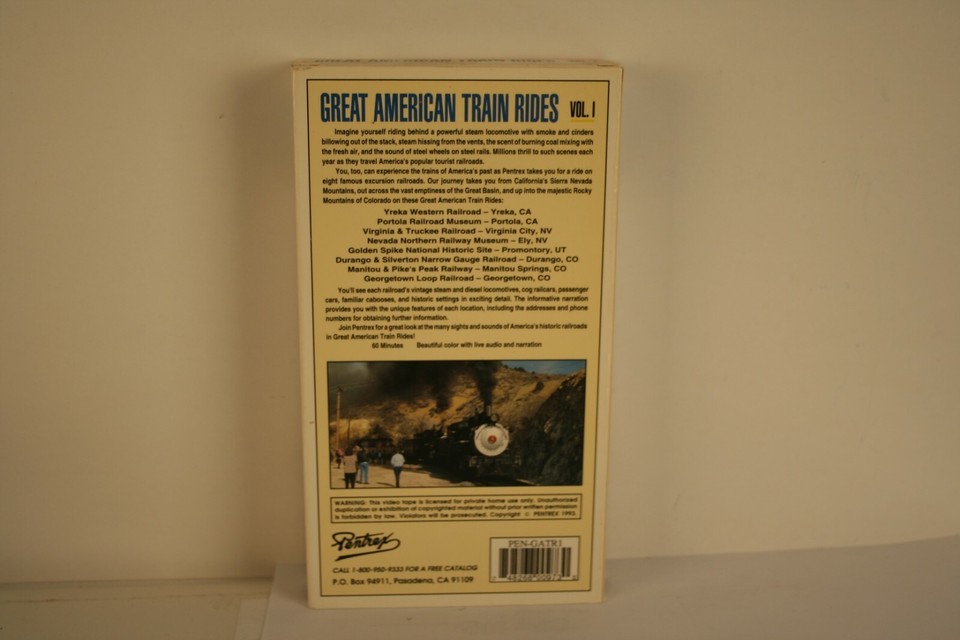 VHS Great American Train Rides Volume 1 - 8 Great Train Rides - Pentrex ...