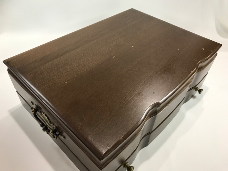 Wood Silverware Flatware Storage Chest Box w/Drawer 12 Settings Brown ...