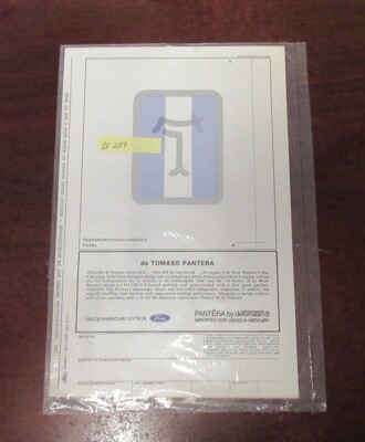 1971-72 De Tomaso Pantera Window Sticker | Paper | United States | De ...