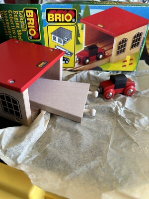 BRIO #33365 Lokstall Engine Shed Depot Wooden Railway From Sweden VTG ...