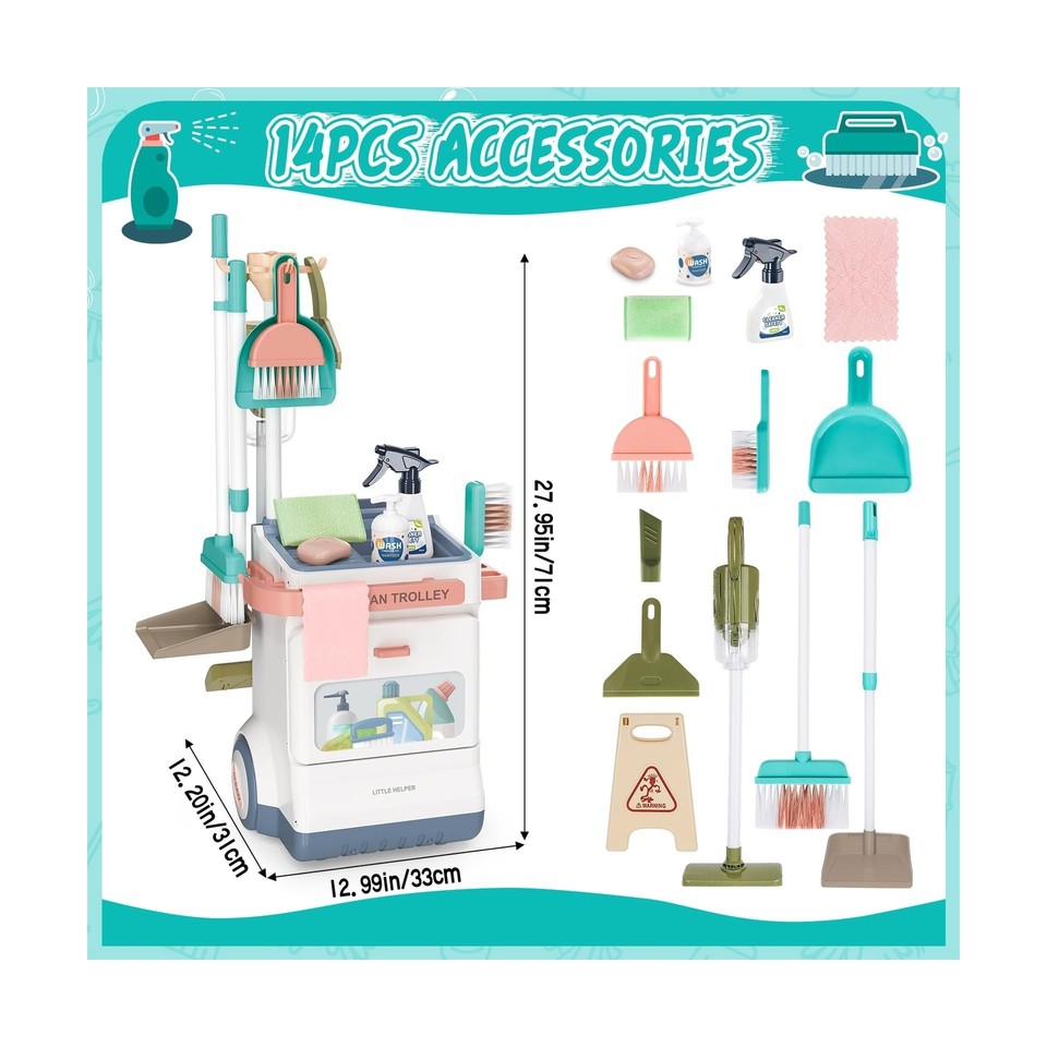 deAO Kids Cleaning Set, 20 PCS Pretend Play Housekeeping Supplies Kit ...