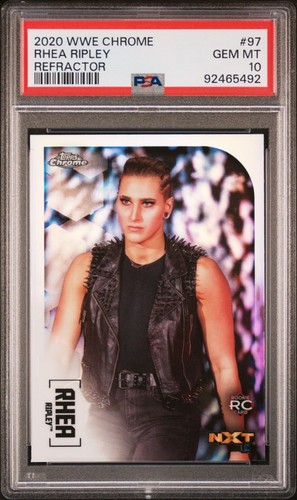 2020 Topps Chrome WWE #97 Rhea Ripley Refractor MAMI RC PSA 10 Gem Mint ...