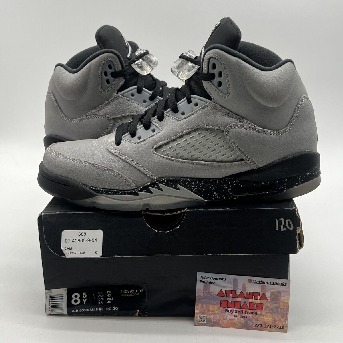 Size 8.5Y - Jordan 5 Retro Mid Wolf Grey - (440892-008 Size 8.5Y - Jordan 5 Retro Mid Wolf Grey - (440892-008