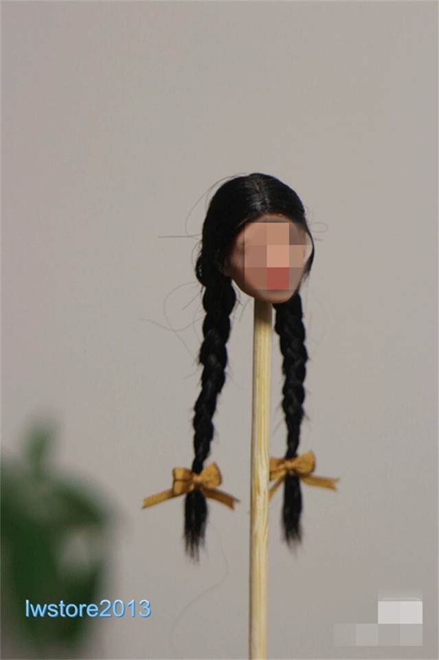 1/6 1/12 Artificial Hair Wig Cover For 12" 6" Female Action Figure Head ...
