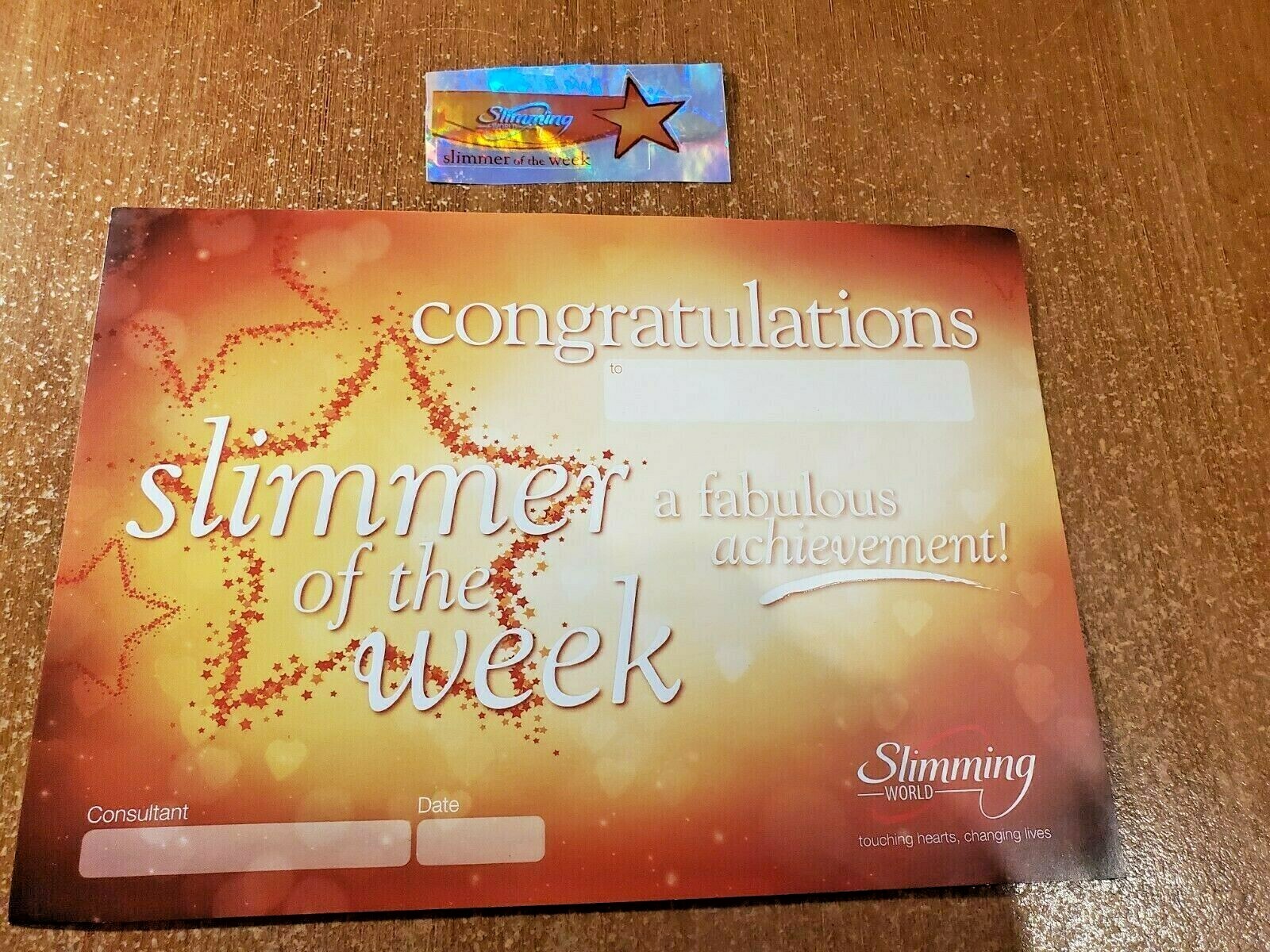 Slimming World certificate and sticker- lots of higher weight loss ...