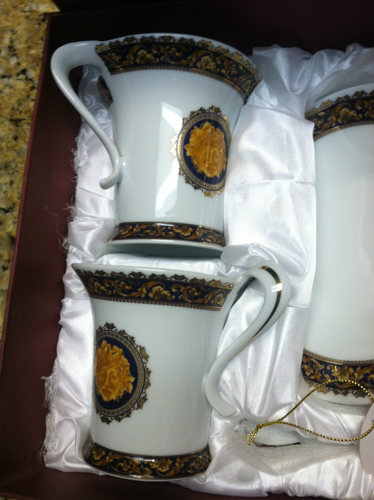 Adeline Handcrafted Fine Porcelain set 2 plates 2 teacups spoons 100% ...