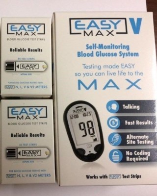 EASYMax Blood Glucose 100 Test Strips Plus Free Meter Exp: 03/27/2027 ...