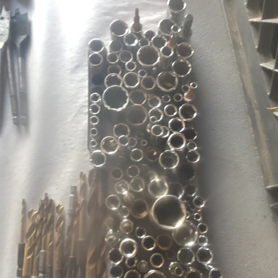 Chrome Silver Hand Tool lot with Sockets, Drill Bits, Wrenches, Hex ...