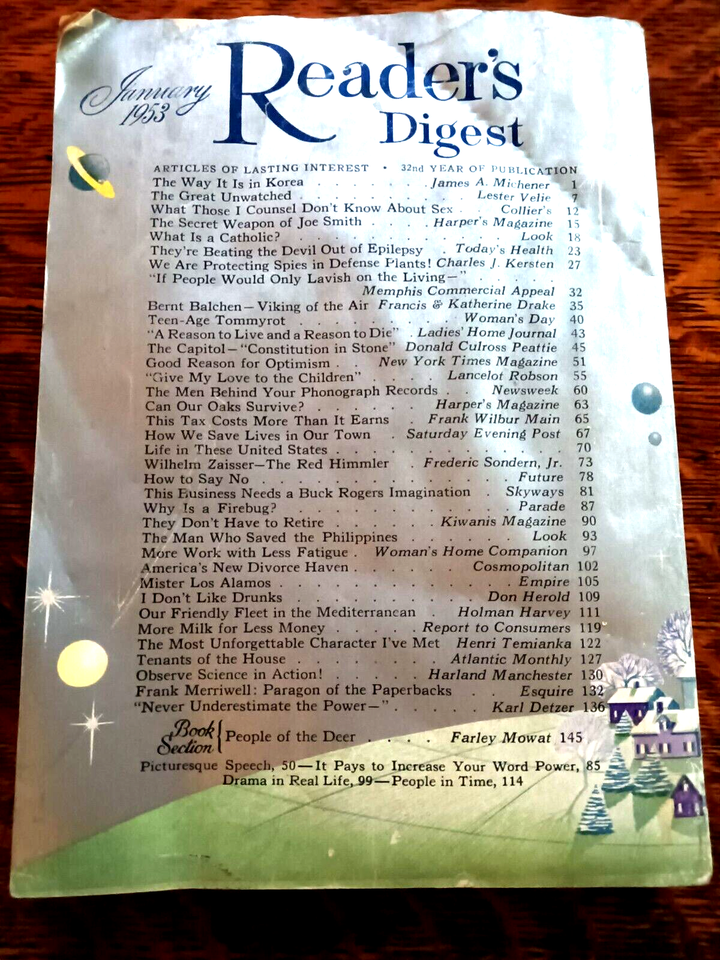 Readers Digest - January 1953 - James A Michener Korea Karl Detzer ...