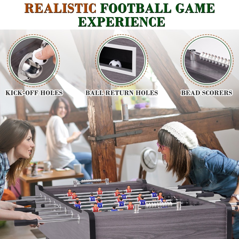 58" Furniture Foosball Soccer Table Arcade Game Room Kid Adult Leg ...