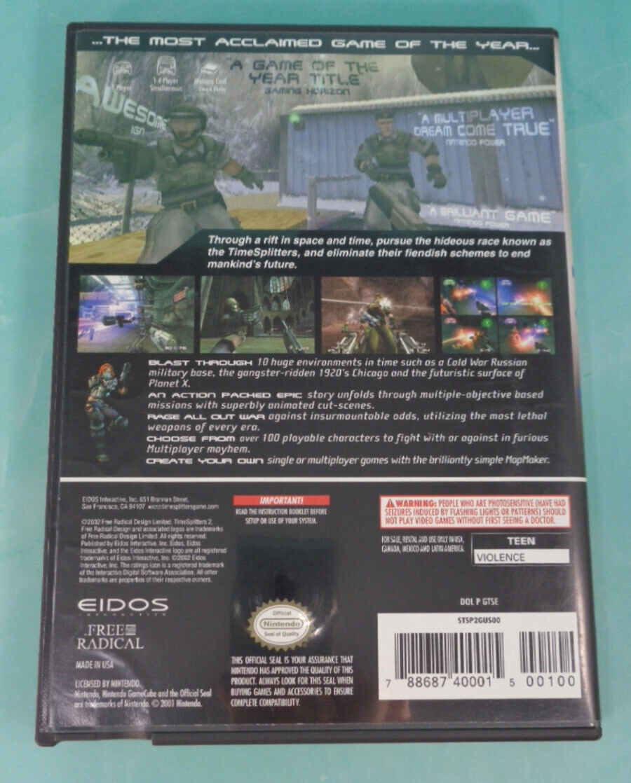 TimeSplitters 2 (Nintendo GameCube, 2002) Complete Black Label ...