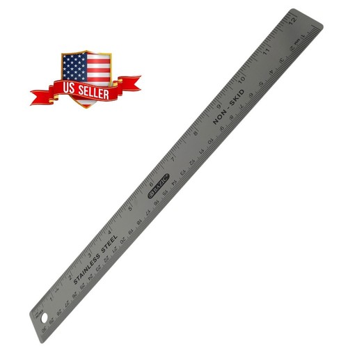Metal Ruler Stainless Steel Straight Edge 12" Inch Drawing Cutting Non ...