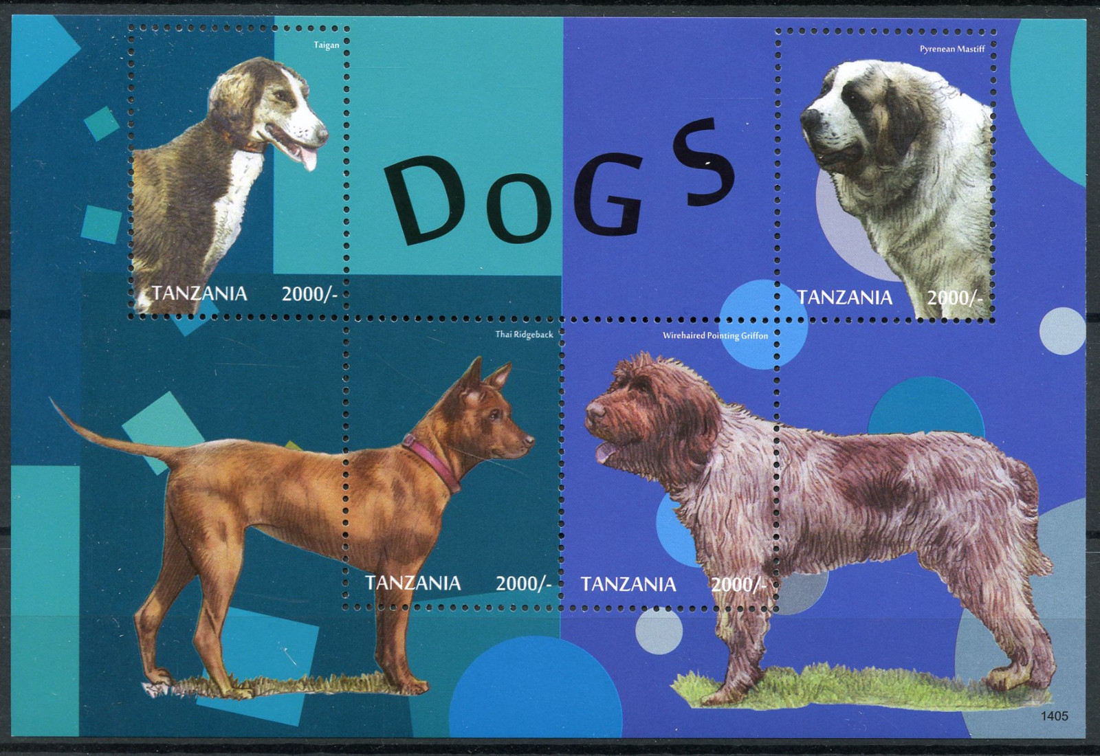 Tanzania Dogs Stamps 2014 MNH Taigan Pyrenean Mastiff Thai Ridgeback 4v ...