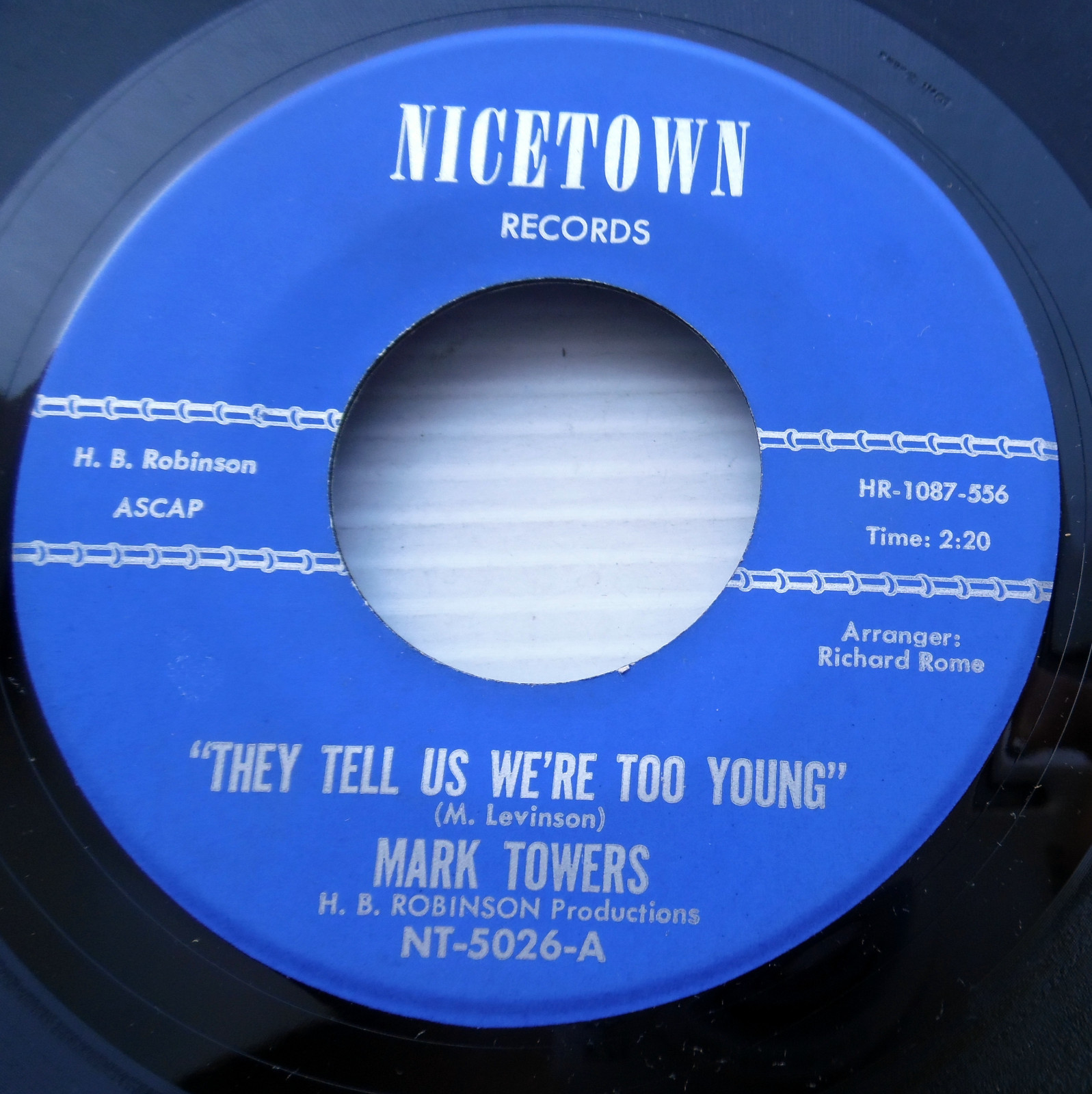 MARK TOWERS teen pop STRONG VG+ 45 THEY TELL US WE'RE TOO YOUNG ~LONELY ...