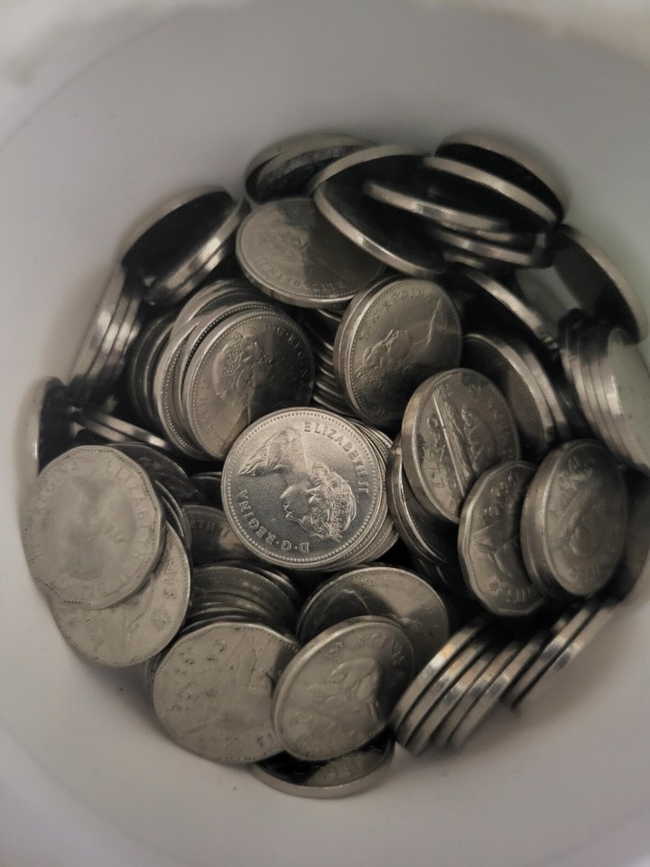 Old Canadian Nickel 25 Cents - 22 Coins 100 G - 1955-1981 - PURE NICKEL ...