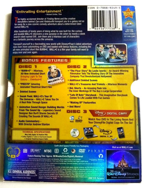 Wall-E (DVD 2008, 3-Disc Set, Special Edition) + Lots of Bonus Features ...