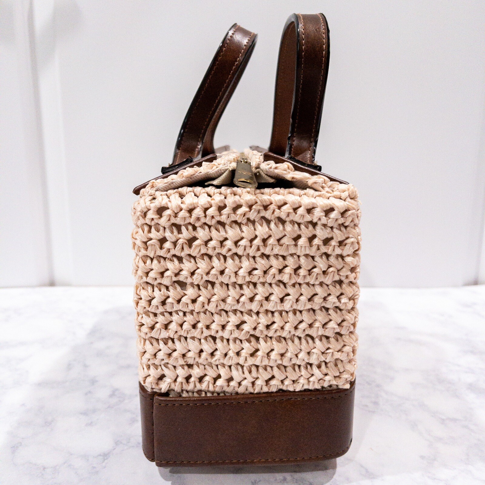 NEW Vintage Brown Raffia Straw Handbag Purse Clutch 60s | eBay